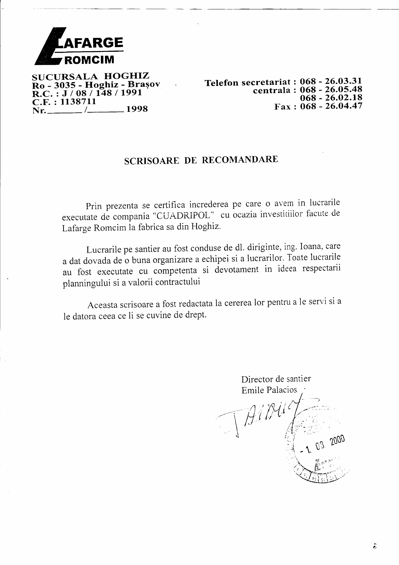 Scrisori de Recomandare :: pmi.isp